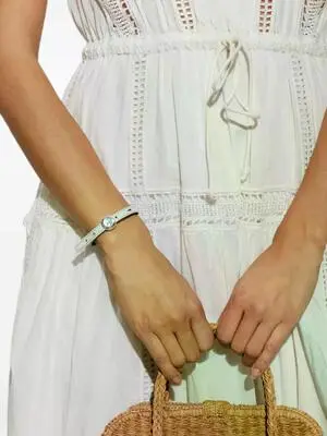 Tory Burch Logo-plaque Buckled Leather Bracelet