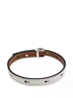 Tory Burch Logo-plaque Buckled Leather Bracelet