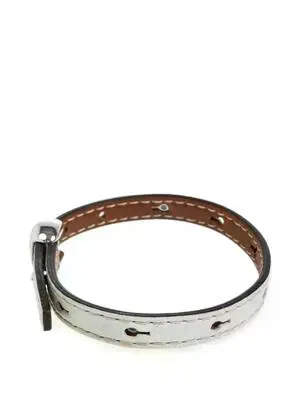 Tory Burch Logo-plaque Buckled Leather Bracelet