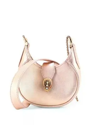BVLGARI Serpenti Ellipse Crossbody Bag Leather Micro Shoulder Bag - Pink