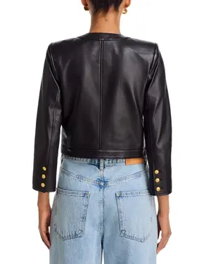 L'Agence Deidra Leather Collarless Jacket