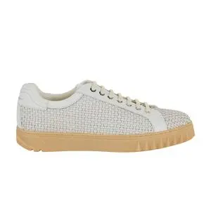 FERRAGAMO Cube 17 Woven Leather Sneaker - White