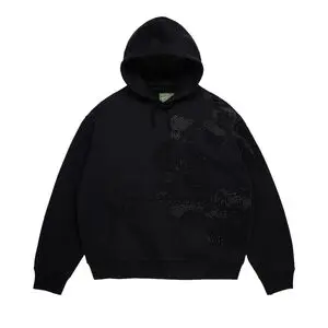 DENIM TEARS Biggie Rhinestone Cotton Wreath Pull Over Hoodie - Black