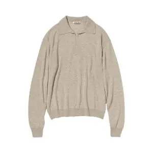 Auralee Super Fine Cashmere Silk Knit Skipper Polo 'top Beige