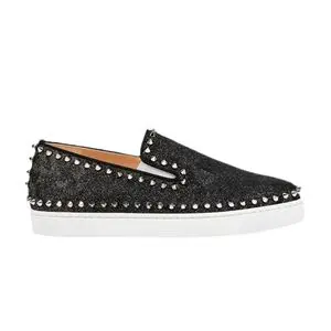 CHRISTIAN LOUBOUTIN Wmns Pik Boat Flat Argent - Black