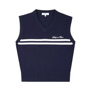SPORTY & RICH Signature Logo Knitted Vest - Blue