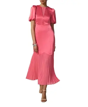 Mint Velvet Satin Pleated Maxi Dress