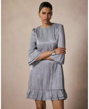 Mint Velvet Metallic Ruffle Mini Dress