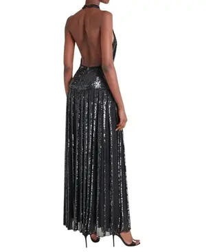 TEMPERLEY LONDON Filigree Sequin Halterneck Maxi Dress - Black