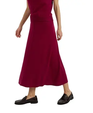 Chinti & Parker Wool Cashmere Midi Skirt - Cherry