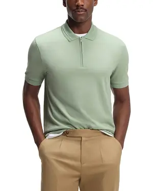 BOSS H Paras Quarter Zip Polo Shirt - Open Green