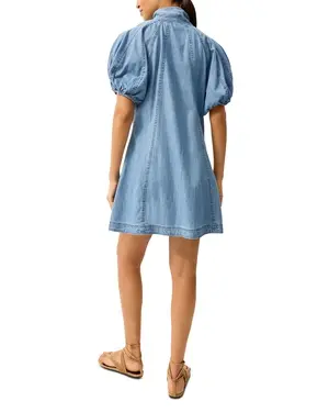 MARIE OLIVER Esther Denim Dress With Puff Sleeves