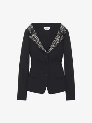 Alexander McQueen Embroidered Off-the-shoulder Harness Jacket - Black