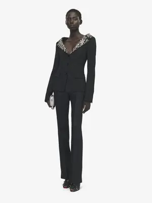 Alexander McQueen Embroidered Off-the-shoulder Harness Jacket