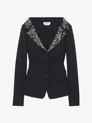 Alexander McQueen Embroidered Off-the-shoulder Harness Jacket - Black