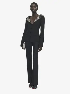 Alexander McQueen Embroidered Off-the-shoulder Harness Jacket