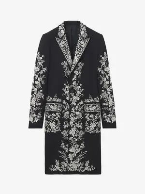 Alexander McQueen Floral Embroidery Coat - Black