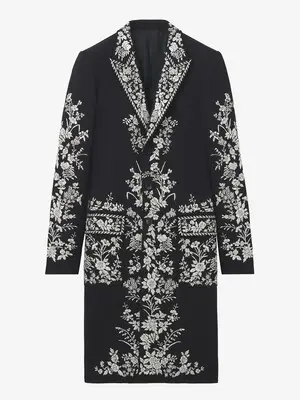 Alexander McQueen Floral Embroidery Long Coat