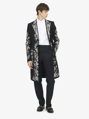 Alexander McQueen Floral Embroidery Long Coat