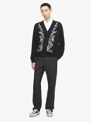 Alexander McQueen Floral Embroidered V-neck Cardigan
