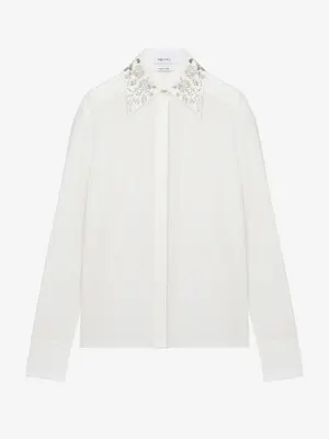 Alexander McQueen Floral Embroidery Silk Shirt