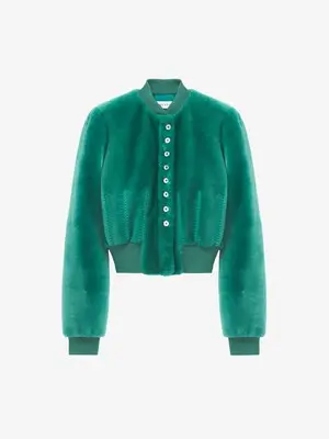 Alexander McQueen Shearling Bomber Jacket - Blue