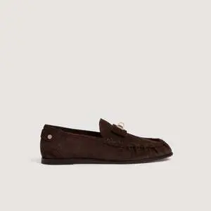 Sandro Suede Loafers With Clasp - Brown