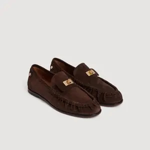 Sandro Suede Loafers With Clasp