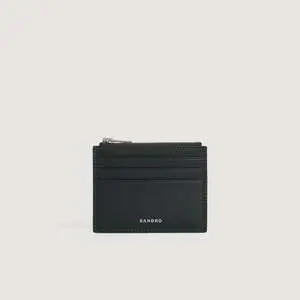 Sandro Leather Zip Card Holder - Green