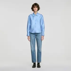Sandro Embellished Collar Satin Shirt