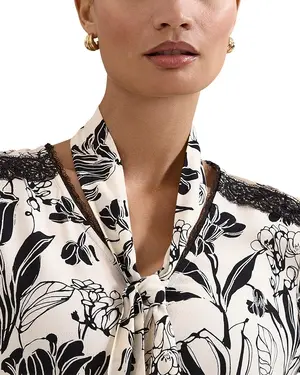 PHASE EIGHT Aisra Lace Trim Printed Blouse