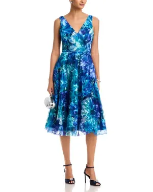 Eliza J Sleeveless V-neck Fit & Flare Mini Dress