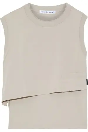 Alexander Wang Layered Cottonjersey Tank - Mushroom
