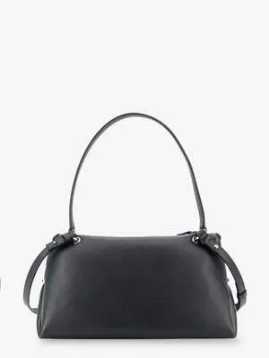 FERRAGAMO Leather Shoulder Bag With Gancini Detail - Black