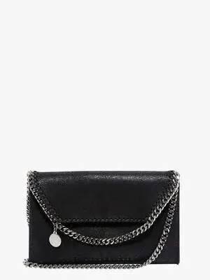 Stella McCartney Falabella Shaggy Deer Wallet With Chain Strap - Black
