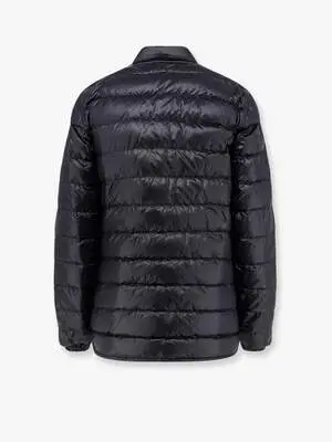 Moncler Quilted Down Jacket With Logo Patch - Black