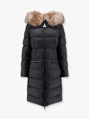 Moncler Boedic Long Down Jacket With Fur Detail
