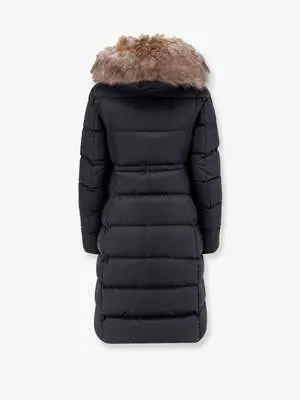 Moncler Boedic Long Down Jacket With Fur Detail