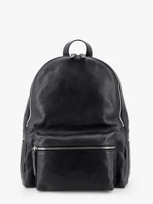 Orciani Leather Backpack With Logo - Nero
