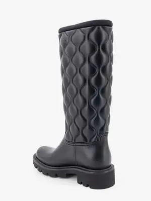 Moncler Kickstream Quilted Pvc And Neoprene Knee-high Boots