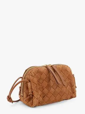 Bottega Veneta Suede Intrecciato Pochette Concert Bag - Beige