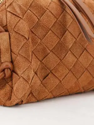 Bottega Veneta Suede Intrecciato Pochette Concert Bag - Beige