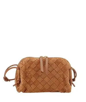 Bottega Veneta Suede Intrecciato Pochette Concert Bag - Beige