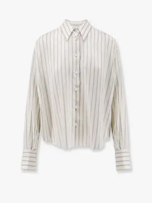 Brunello Cucinelli Striped Silk Shirt - White