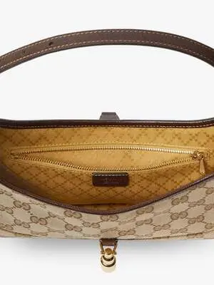 Gucci Jackie Slim Gg Fabric And Leather Shoulder Bag