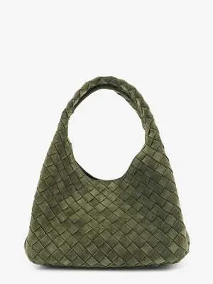 Bottega Veneta Intrecciato Suede Shoulder Bag - Green
