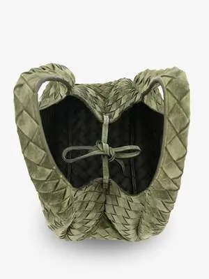 Bottega Veneta Intrecciato Suede Shoulder Bag - Green