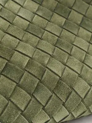 Bottega Veneta Intrecciato Suede Shoulder Bag - Green