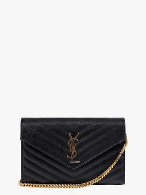 Saint Laurent Pochette Cassandre Graindepoudre Leather Crossbody Bag - Black