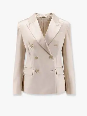 Brunello Cucinelli Doublebreasted Silk Blazer - Beige